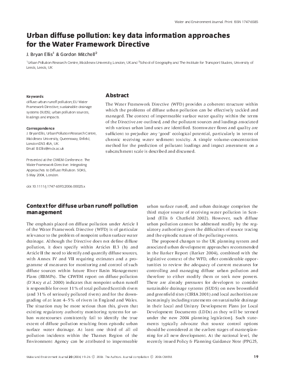 (PDF) Urban diffuse pollution: key data information approaches for the ...