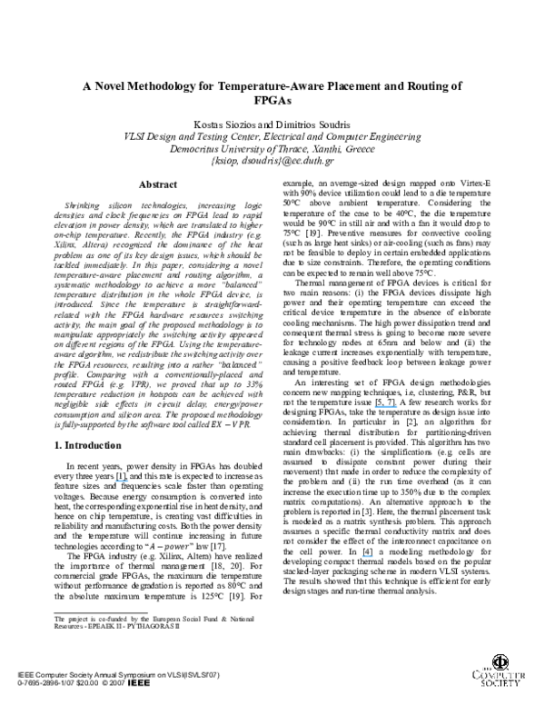 (PDF) A novel methodology for temperature-aware placement and routing of FPGAs