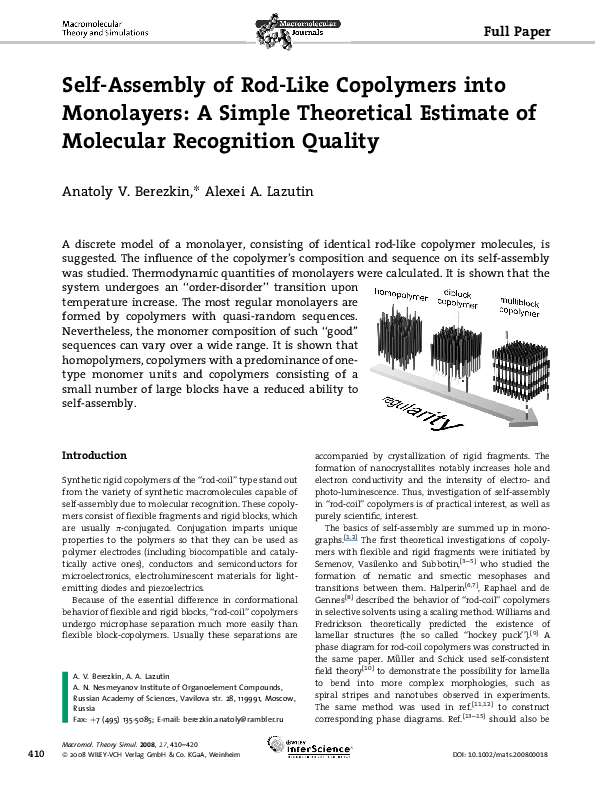 (PDF) Block copolymer self-assembly: homopolymer additives and multiple length scales : a ...