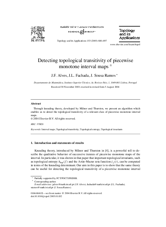 Pdf Detecting Topological Transitivity Of Piecewise Monotone Interval Maps