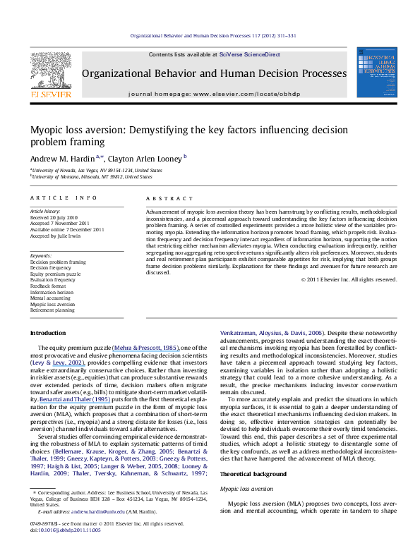 (PDF) Myopic loss aversion: Demystifying the key factors influencing ...