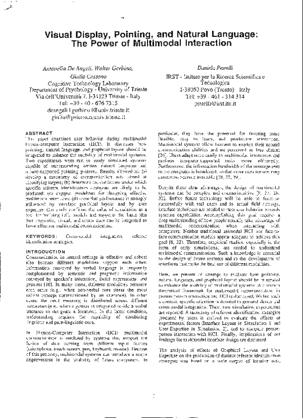 (PDF) Visual display, pointing, and natural language
