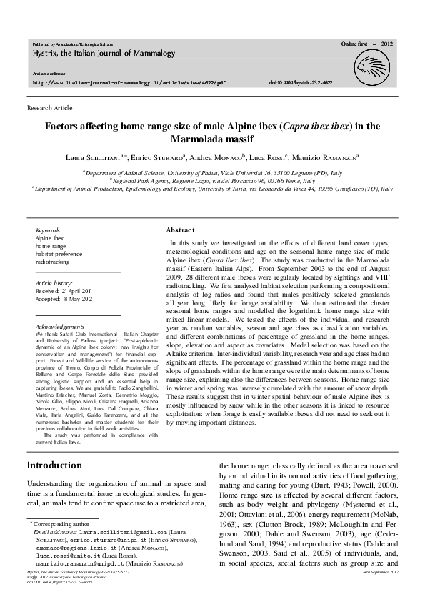 (PDF) Factors affecting home range size of male Alpine ibex (Capra ibex ...