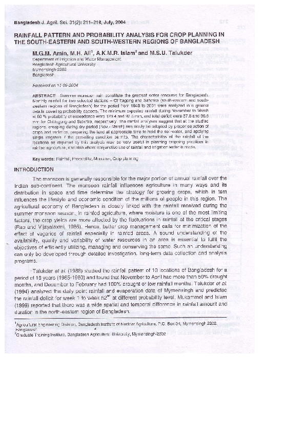 (PDF) Rainfall pattern and probability analysis for crop planning in ...