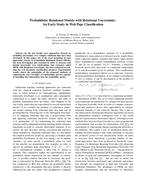 (PDF) Probabilistic Relational Models with Relational Uncertainty: An Early Study in Web Page ...