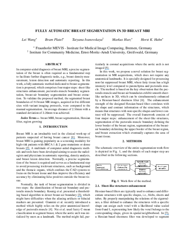 Pdf Fully Automatic Breast Segmentation In 3d Breast Mri