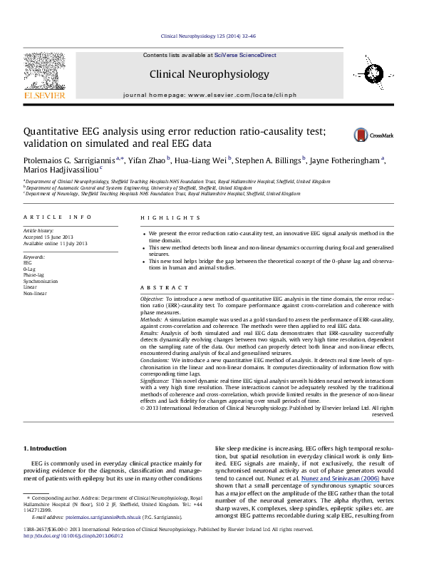 Pdf Quantitative Eeg Analysis Using Error Reduction Ratio Causality Test Validation On