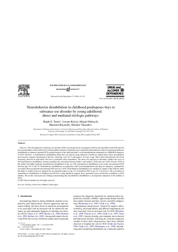 (PDF) Neurobehavior disinhibition in childhood predicts suicide potential and substance use ...
