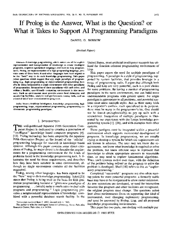 (PDF) If Prolog is the Answer, What is the Question? or What it Takes ...