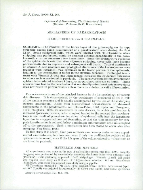 (PDF) MECHANISMS OF PARAKERATOSIS