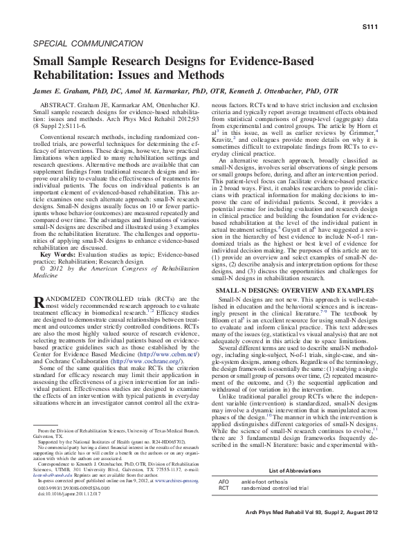 (PDF) Small Sample Research Designs for Evidence-Based Rehabilitation ...