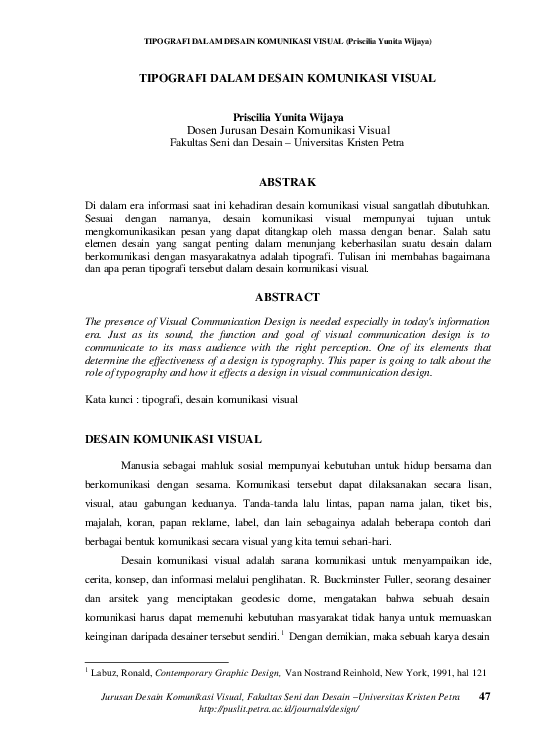 (PDF) TIPOGRAFI DALAM DESAIN KOMUNIKASI VISUAL (Priscilia Yunita Wijaya) TIPOGRAFI DALAM DESAIN ...