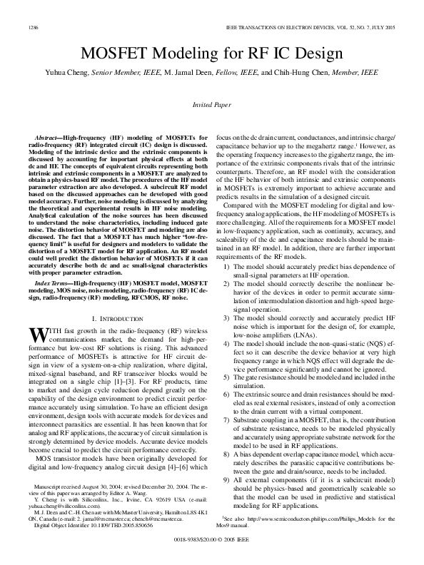 (PDF) MOSFET Modeling for RF IC Design