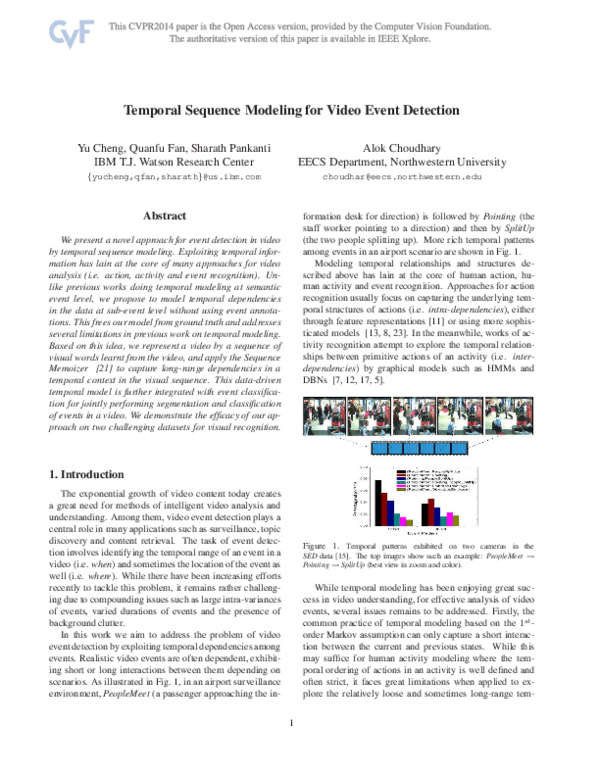 (PDF) Temporal Sequence Modeling for Video Event Detection