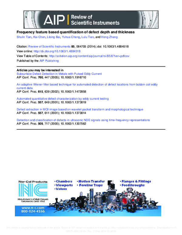 Pdf Frequency Feature Based Quantification Of Defect Depth And Thickness