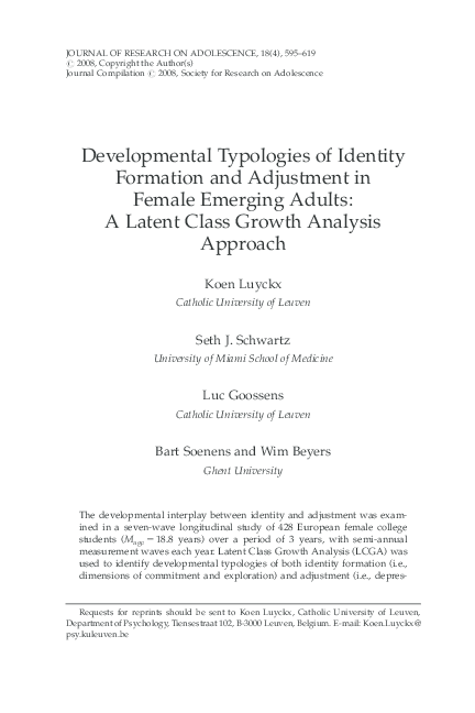 (PDF) Developmental Typologies of Identity Formation and Adjustment in ...