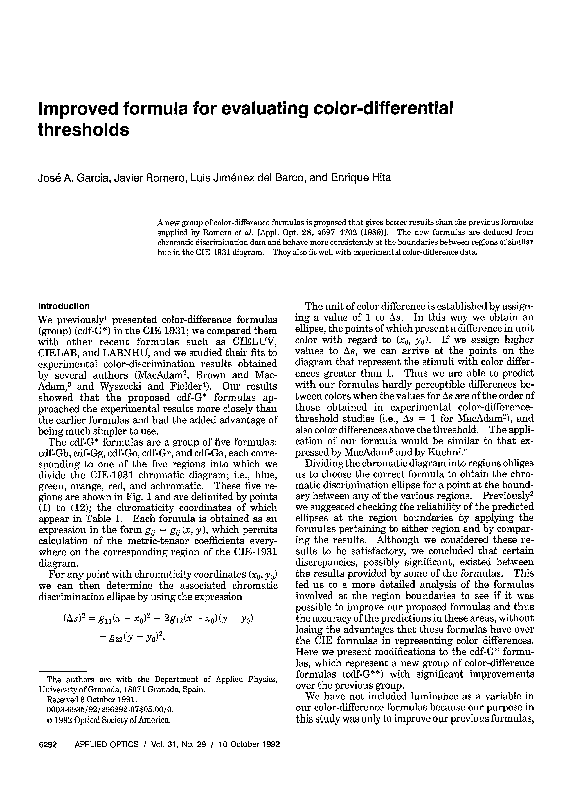 (PDF) Improved formula for evaluating color-differential thresholds ...
