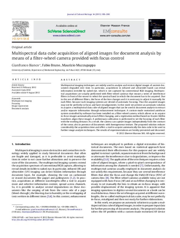 (PDF) Multispectral data cube acquisition of aligned images for ...