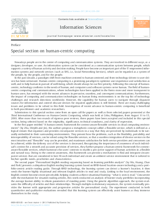 (PDF) Special section on human-centric computing