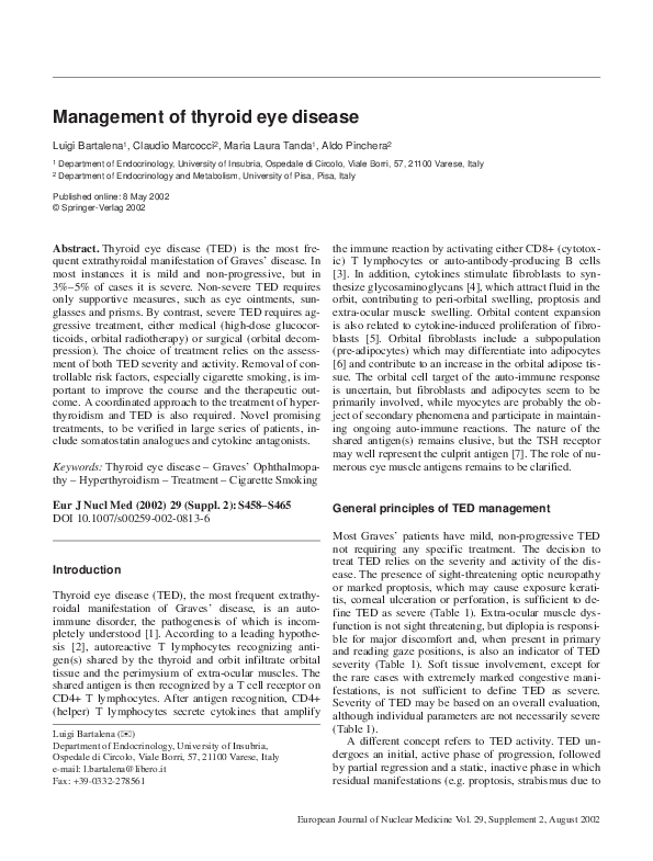 Pdf Management Of Thyroid Eye Disease Maria Laura Tanda