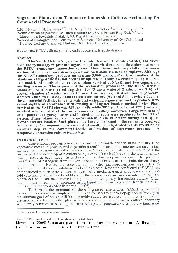 (DOC) Use of the temporary immersion RITA® bioreactor system for ...
