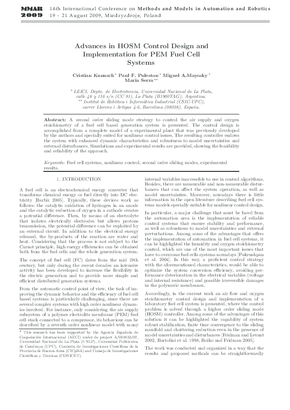 (PDF) Advances in HOSM control design and implementation for PEM fuel ...