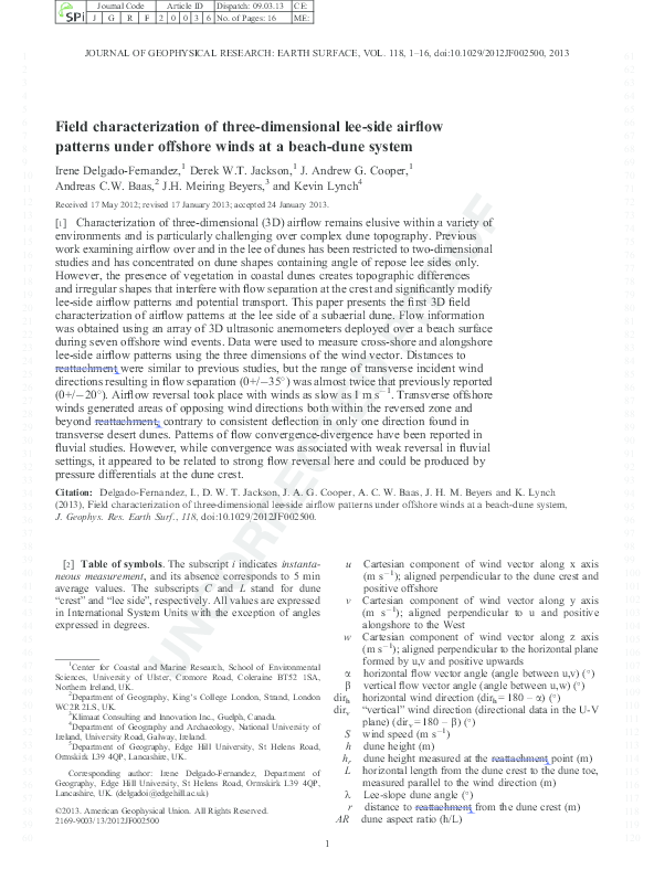 (PDF) Field characterization of three-dimensional lee-side airflow ...