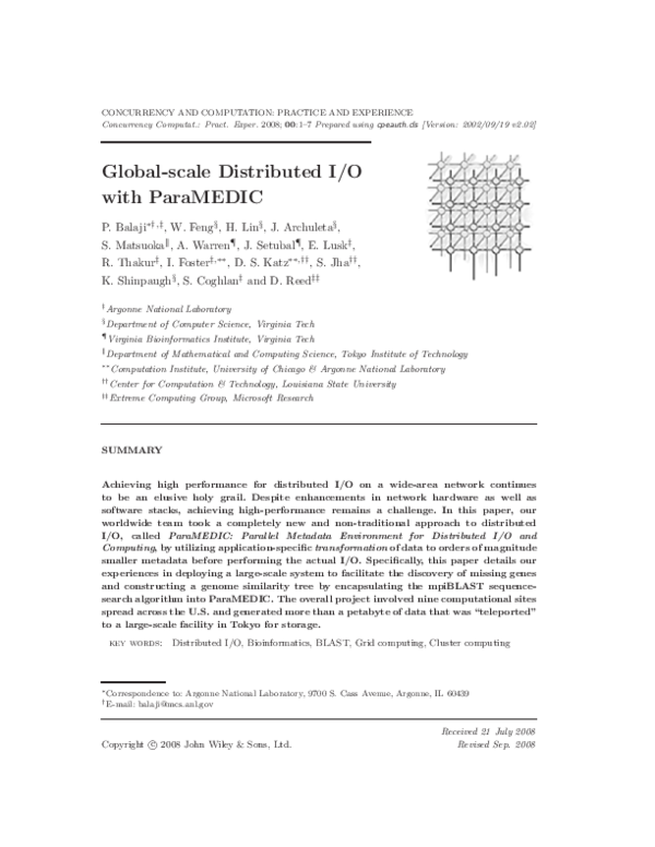 (PDF) Global-scale distributed I/O with ParaMEDIC