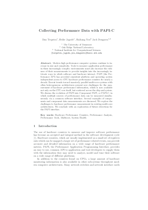 (PDF) Collecting Performance Data with PAPI-C