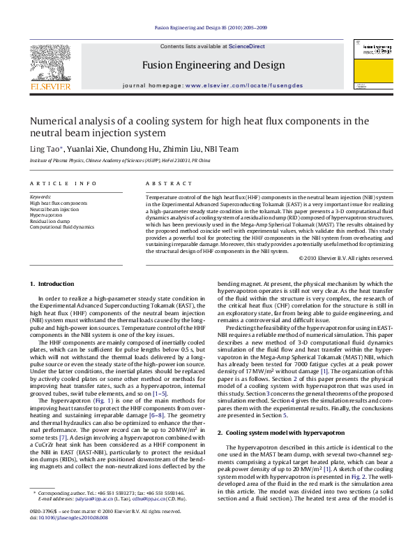 (PDF) Numerical analysis of a cooling system for high heat flux ...