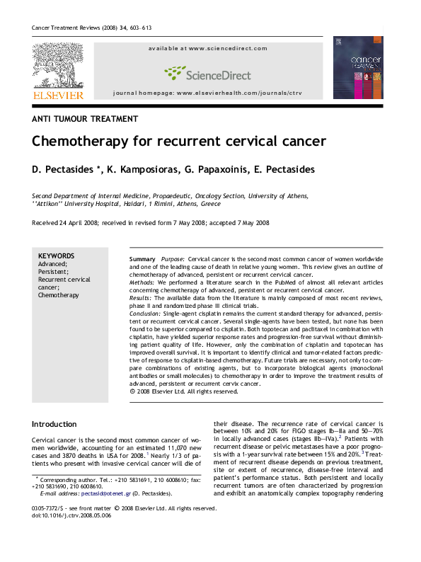 (PDF) Chemotherapy for recurrent cervical cancer