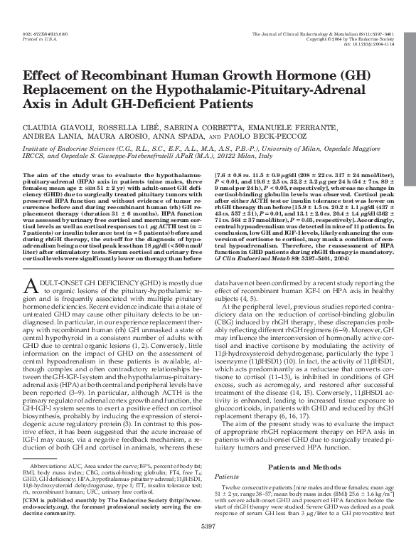 (PDF) Effect of Recombinant Human Growth Hormone (GH) Replacement on ...