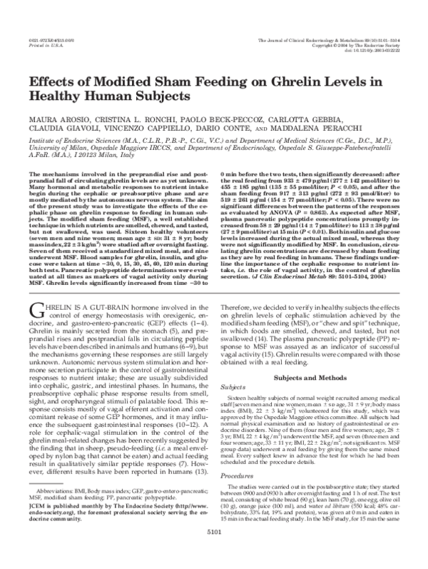 (PDF) Effects of Modified Sham Feeding on Ghrelin Levels in Healthy ...