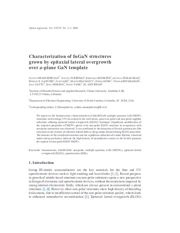 (PDF) Characterization of InGaN structures grown by epitaxial lateral ...