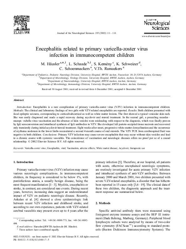 (PDF) Atypical presentation of varicella-zoster virus encephalitis in ...