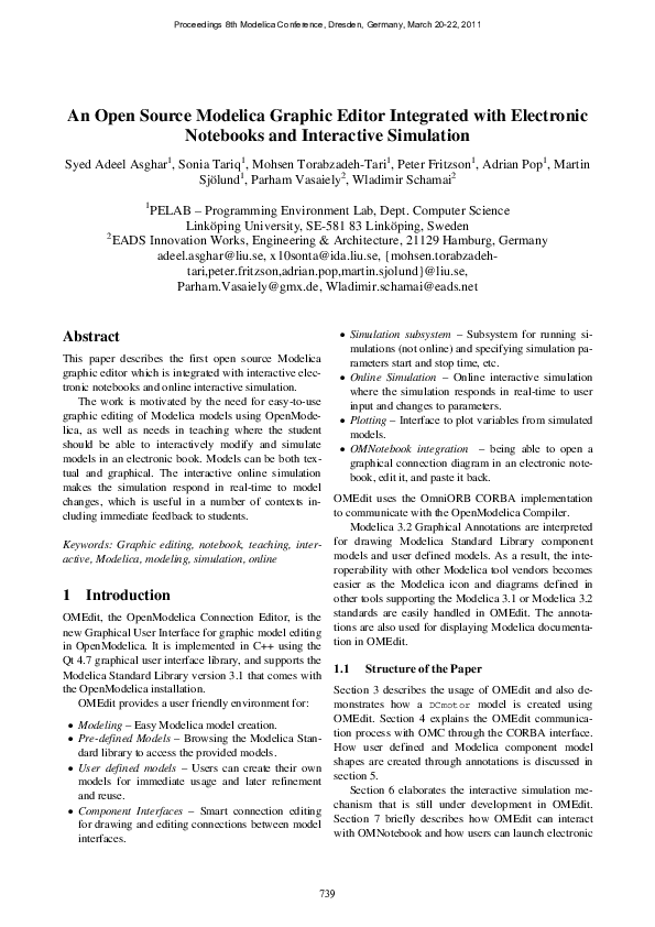 (PDF) An Open Source Modelica Graphic Editor Integrated with Electronic ...