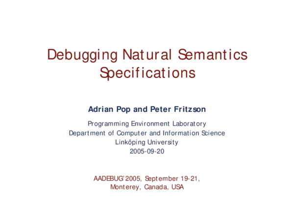 (PDF) Debugging natural semantics specifications