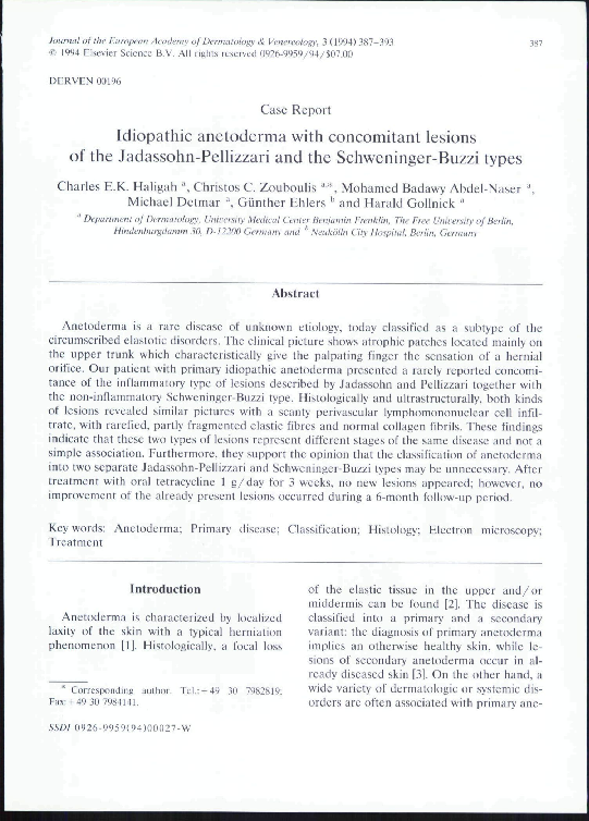 (PDF) Idiopathic anetoderma with concomitant lesions of the Jadassohn ...