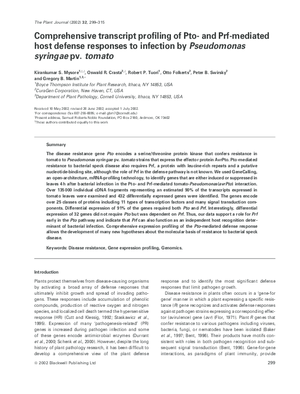(PDF) Comprehensive transcript profiling of Pto- and Prf-mediated host ...