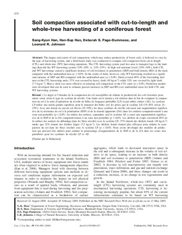 (PDF) Soil compaction associated with cut-to-length and whole-tree ...