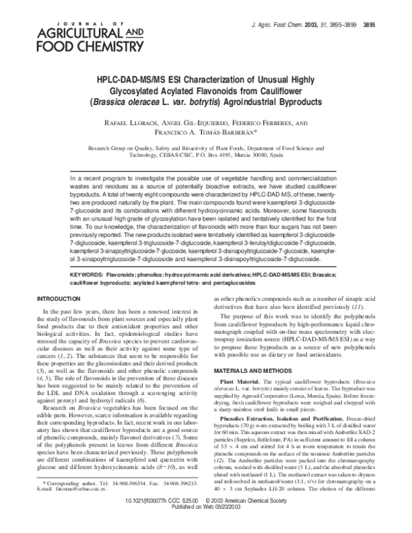 (PDF) HPLC-DAD-MS/MS ESI Characterization of Unusual Highly Glycosylated Acylated Flavonoids ...