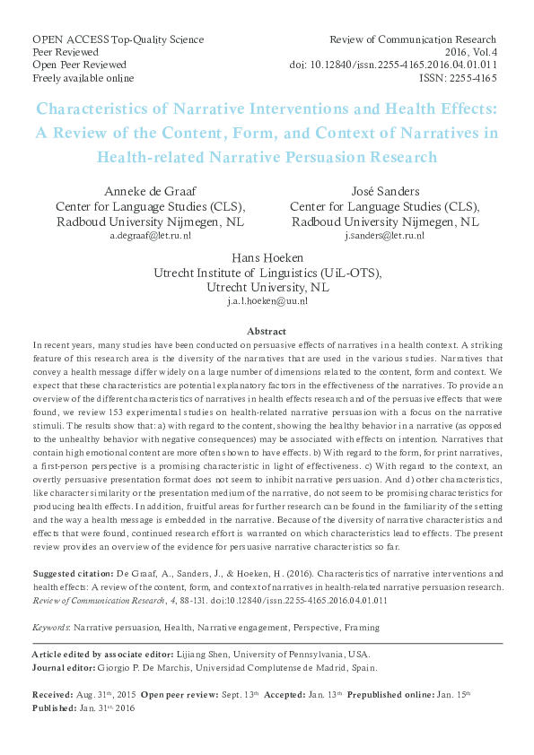 (PDF) Characteristics of narrative interventions and health effects: A ...