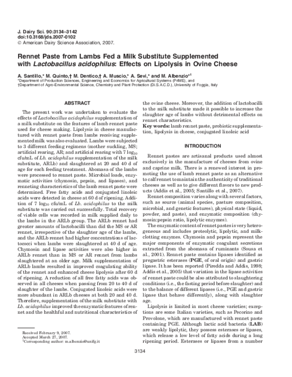 (PDF) Rennet paste from lambs fed a milk substitute supplemented with ...