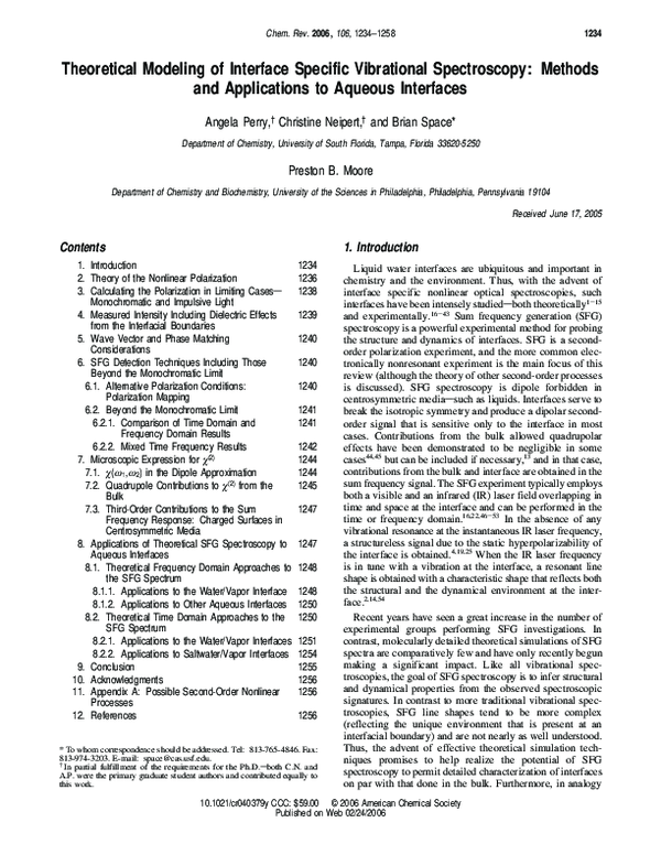 (PDF) Theoretical Modeling of Interface Specific Vibrational Spectroscopy: Methods and ...