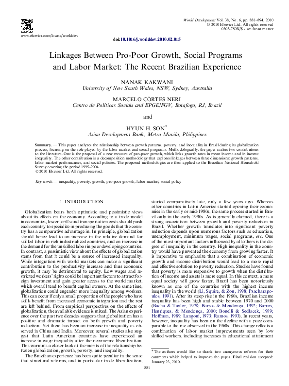 (PDF) Linkages Between Pro-Poor Growth, Social Programs and Labor ...