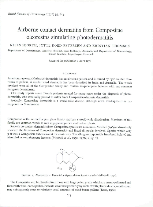 (PDF) Airborne contact dermatitis from Compositae oleoresins simulating ...