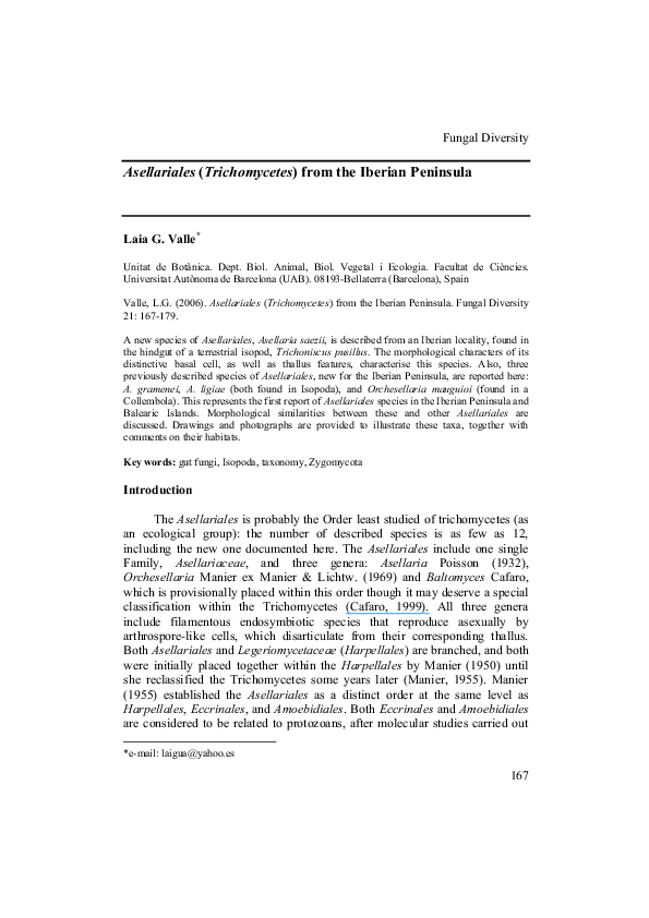 (PDF) Asellariales (trichomycetes) from the Iberian Peninsula