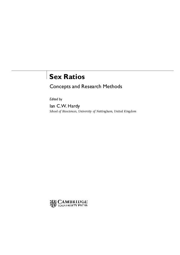 Sex Ratios Concepts And Research Methods