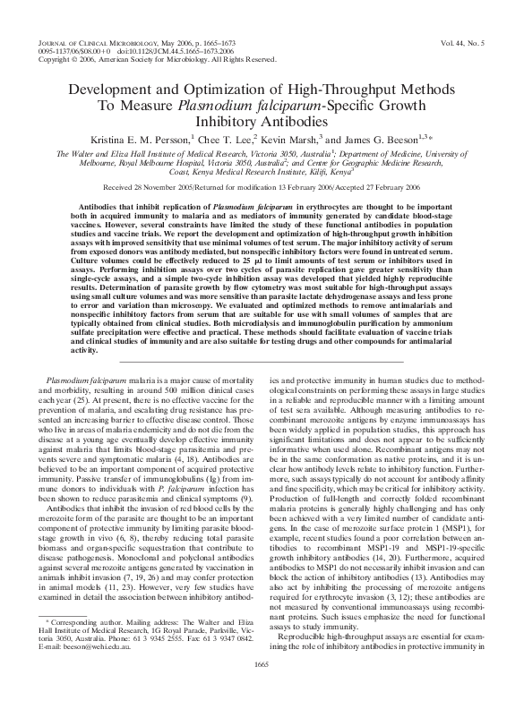 (PDF) Development and Optimization of High-Throughput Methods To ...