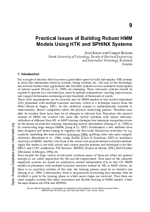 (PDF) Practical Issues of Building Robust HMM Models Using HTK and ...